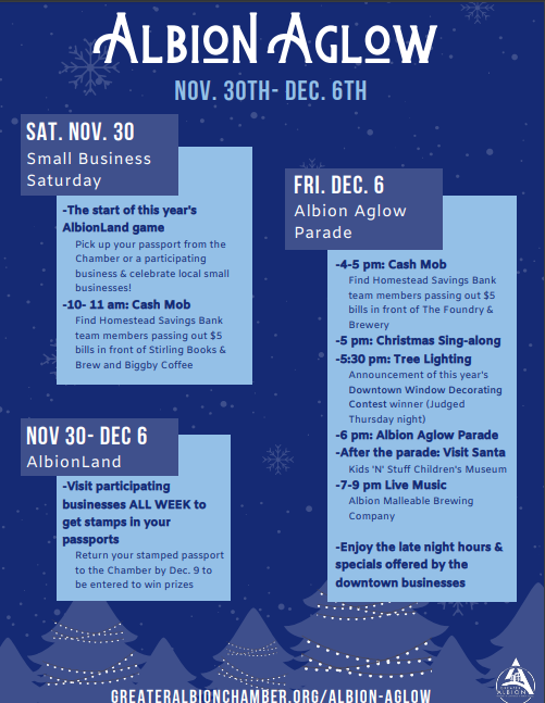 Albion Aglow to Begin on Small Business Saturday – The Albion College ...